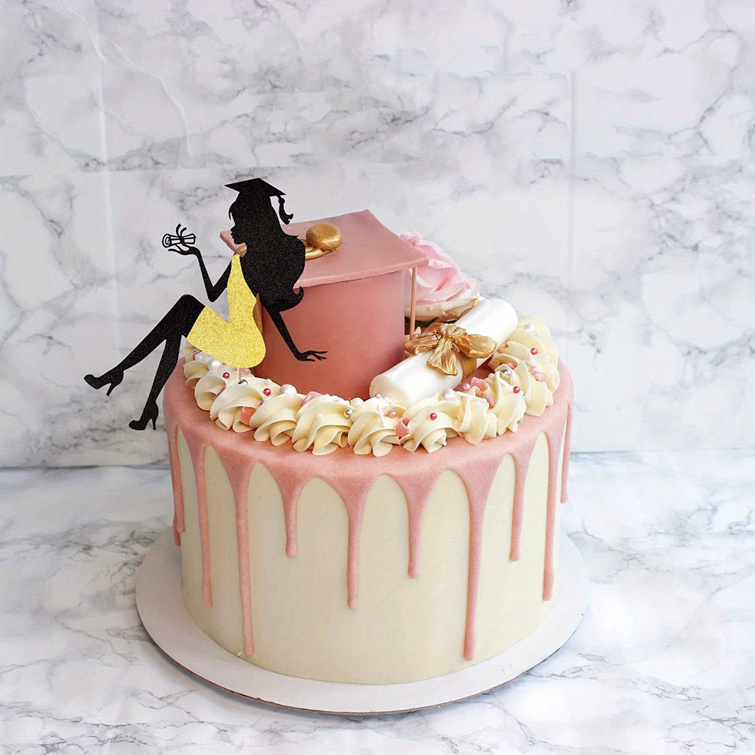 High Heel Girl Graduation Cake Topper Glitter Grad - Temu