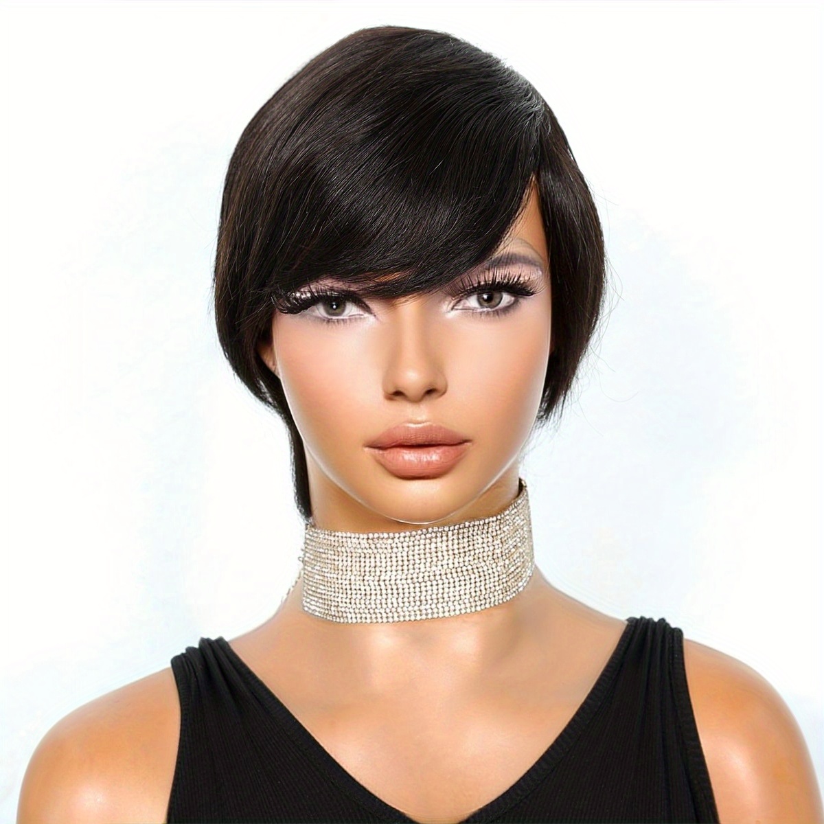 Black Straight Short Cut Hair Wigs Glueless Human Hair - Temu Canada