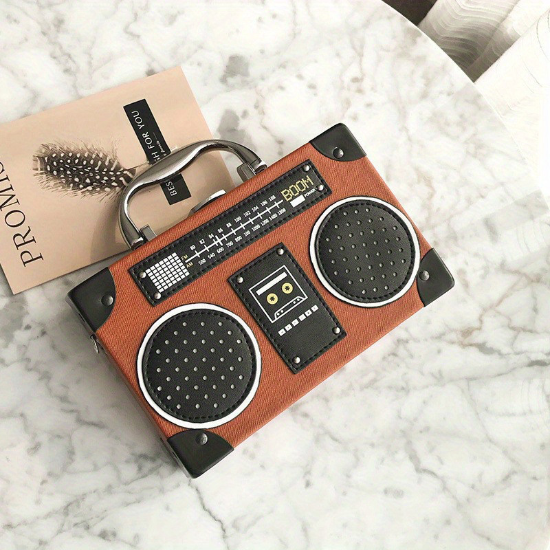 Radio Shape Crossbody Bag Vintage Top Handle Purse Women's Tape ...