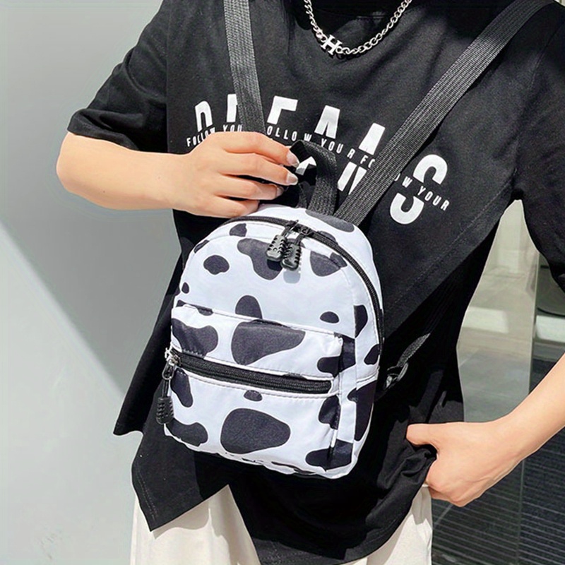 Fashion Cute Cow Pattern Backpack Casual Canvas Small - Temu