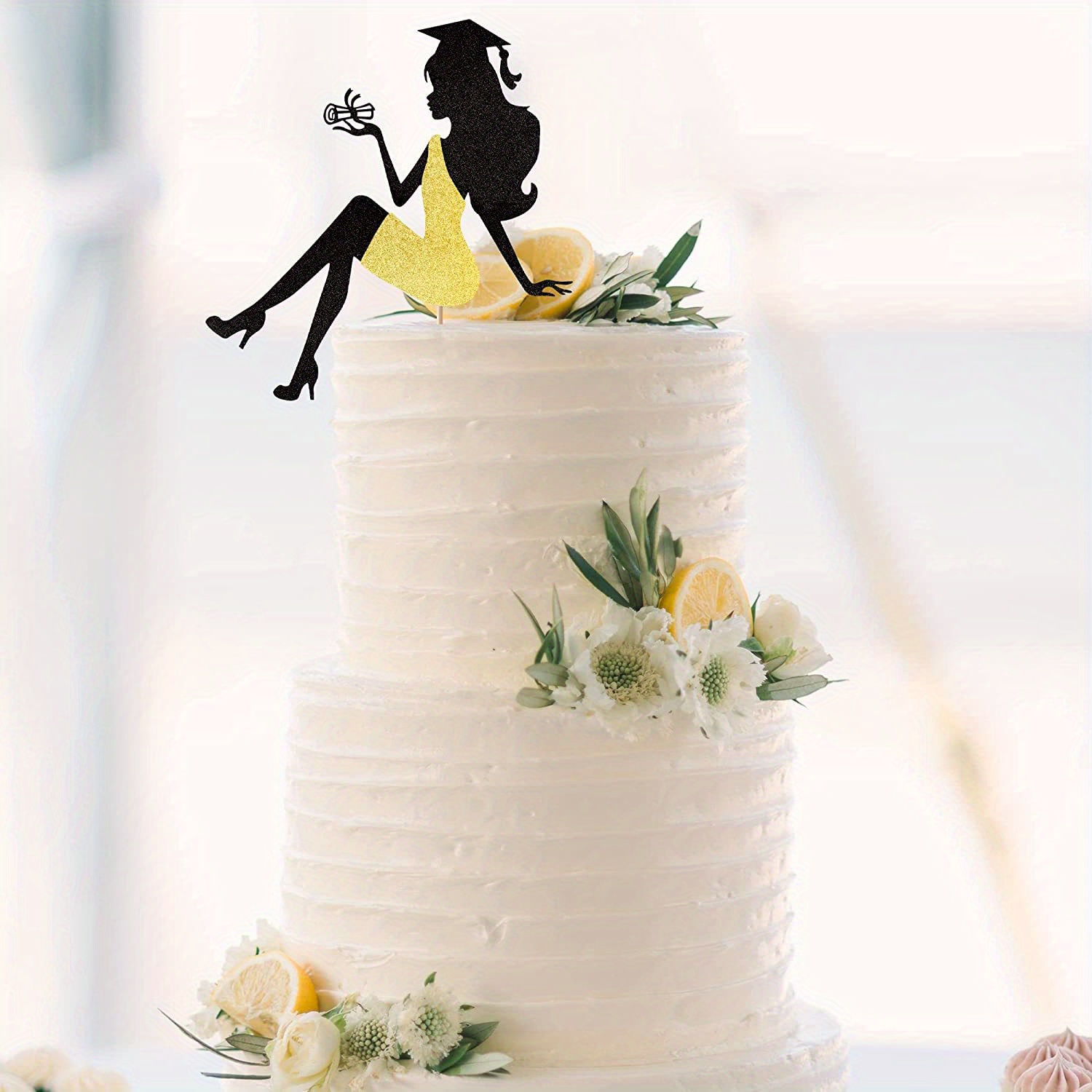 High Heel Girl Graduation Cake Topper Glitter Grad - Temu