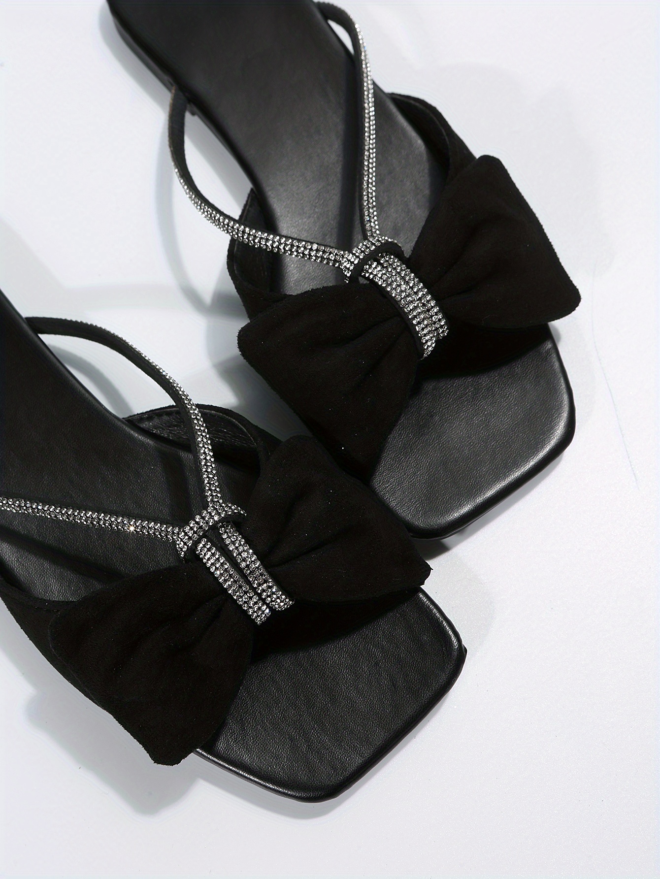 dame decor slide sandaler trendy square toe bow - {region_name}