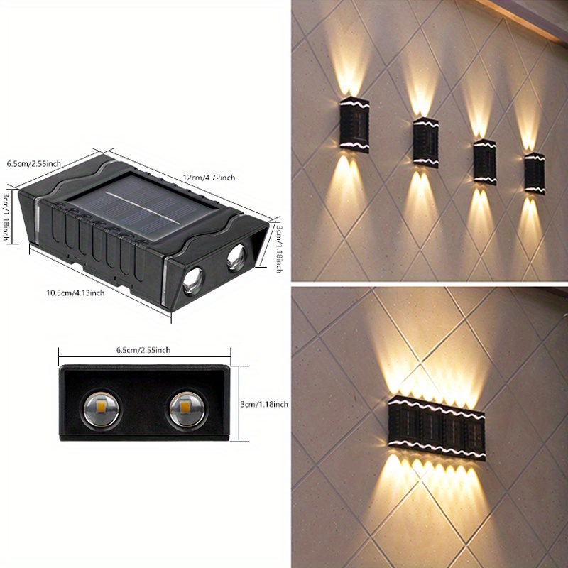 4pcs Solar Wall Lamp Outdoor Garden Courtyard Decoration Waterproof Up ...