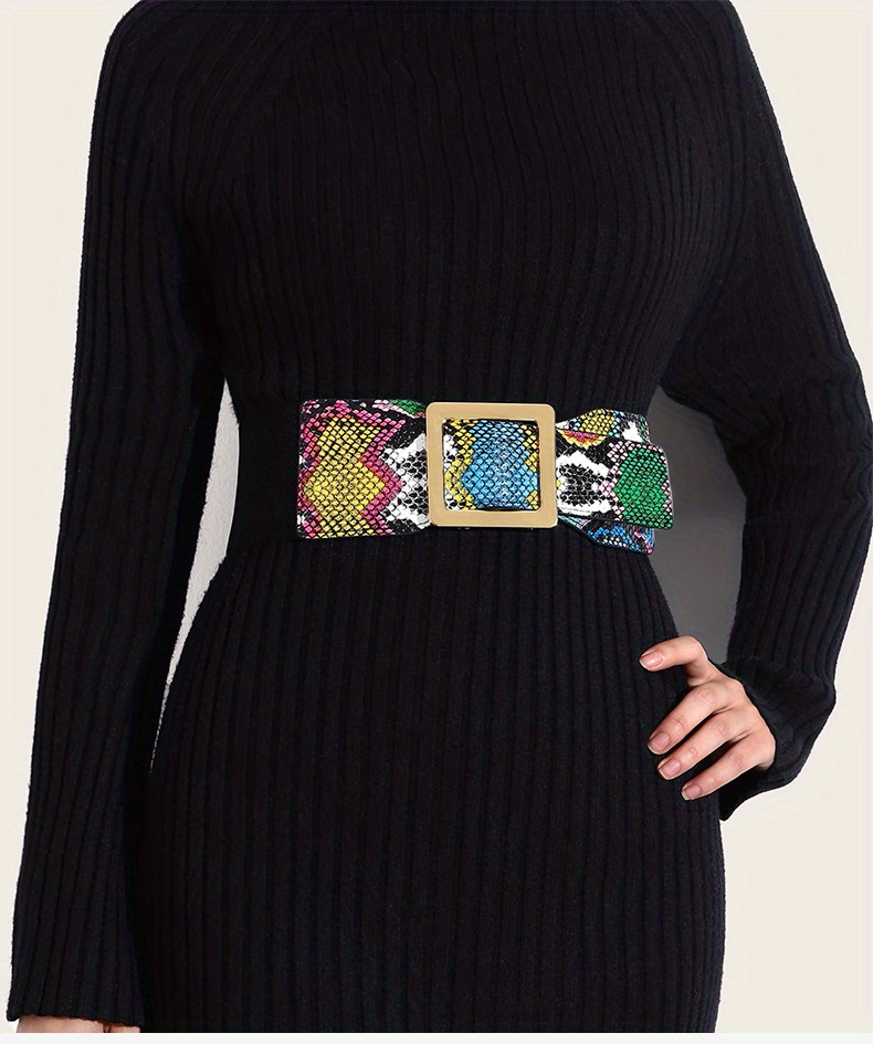 Y2k Snake Pattern Wide Waistband Elegant - Temu United