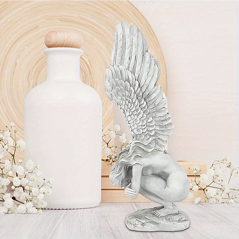 Squatting Angel Garden Statue Resin Ornament Decoration - Temu
