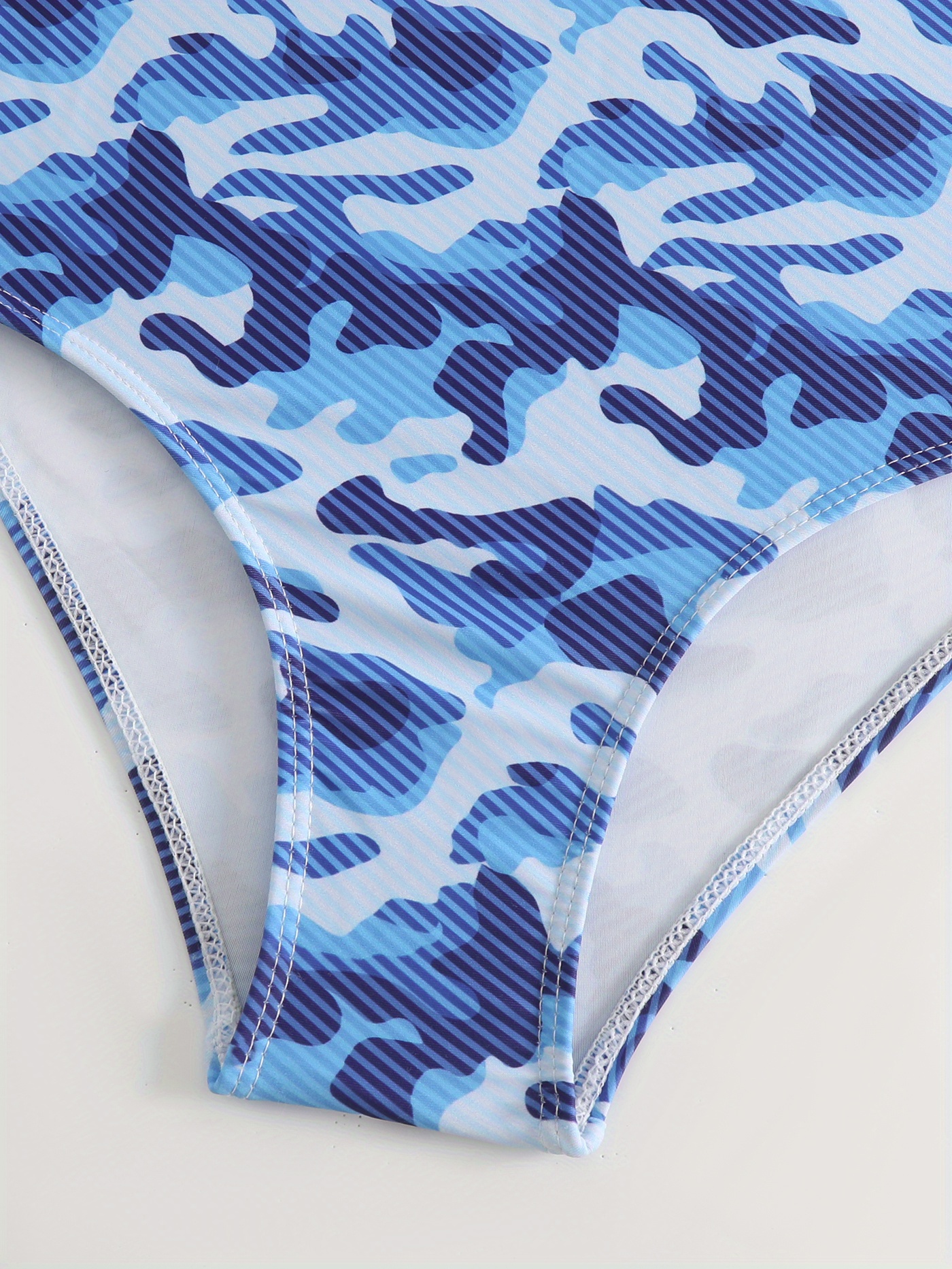 Girls Trendy Camouflage Swimsuit Casual High Stretch Breathable Trim ...