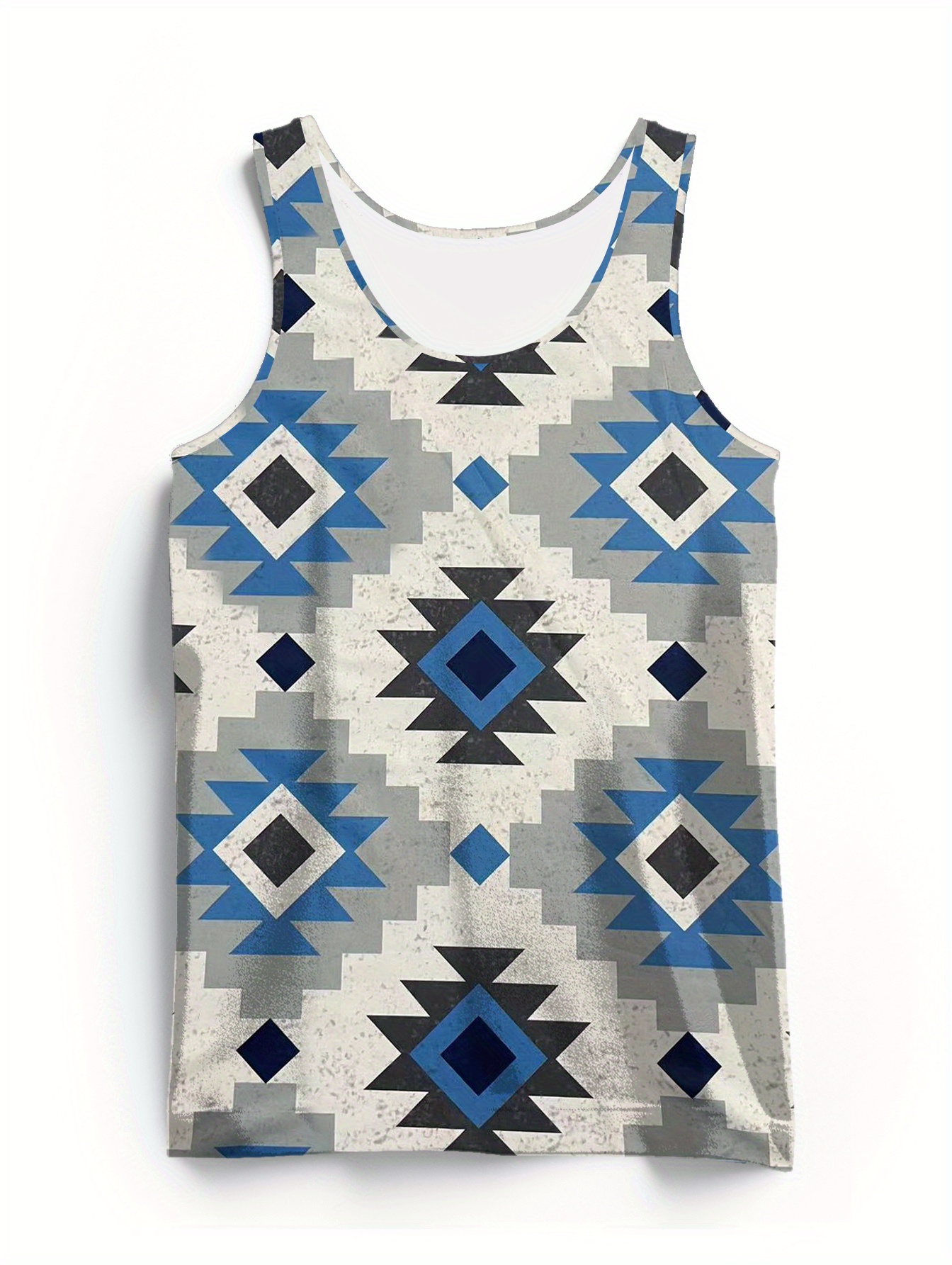 Geometric Pattern Crew Neck Tank Top Casual Sleeveless Tank - Temu ...