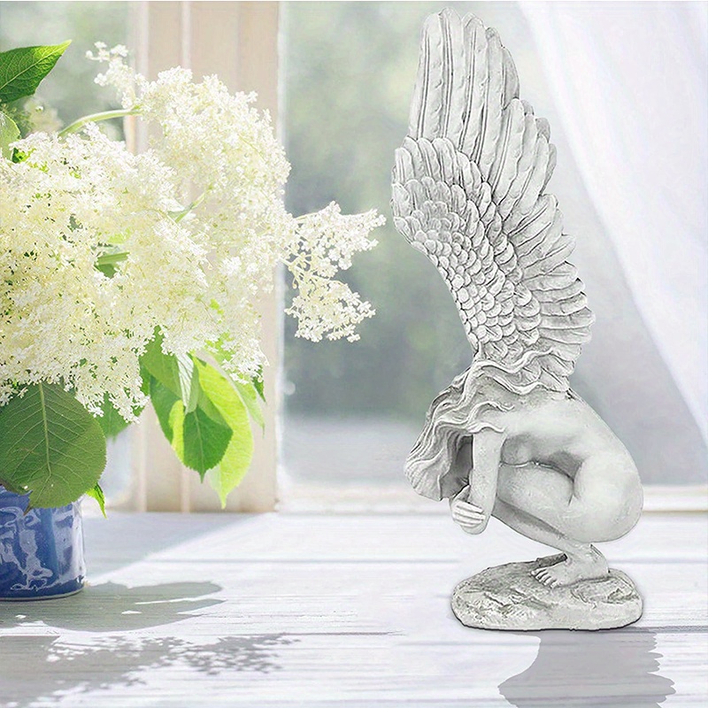 Squatting Angel Garden Statue Resin Ornament Decoration - Temu