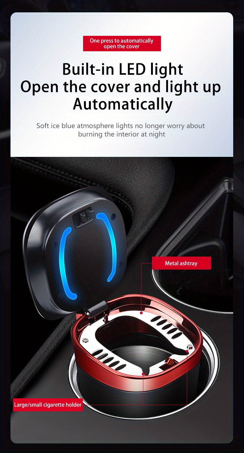 Car Ashtray Lid Smell Proof Mini Car Trash - Temu