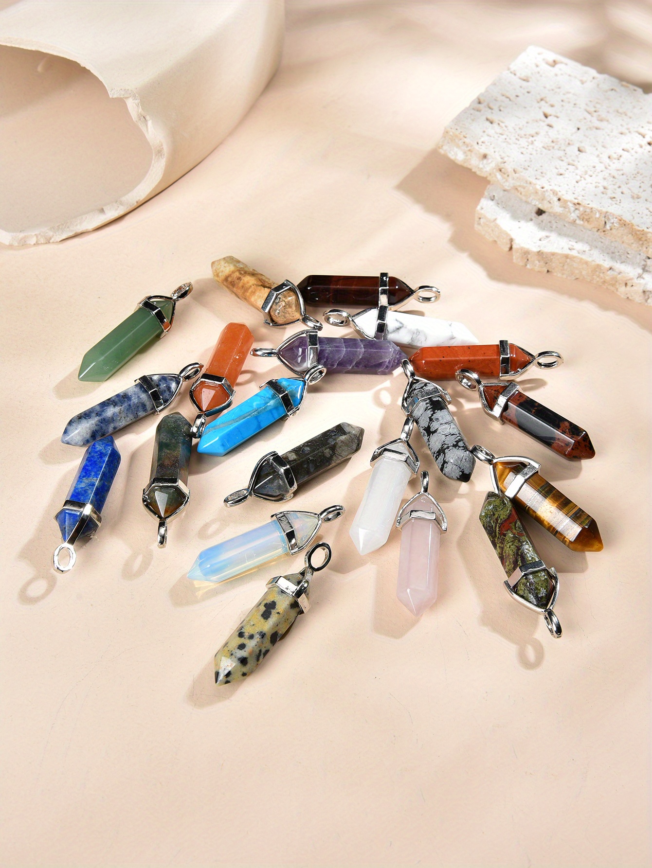 Natural Crystal Hexagonal Column Pendant Bohemian Bright - Temu New Zealand