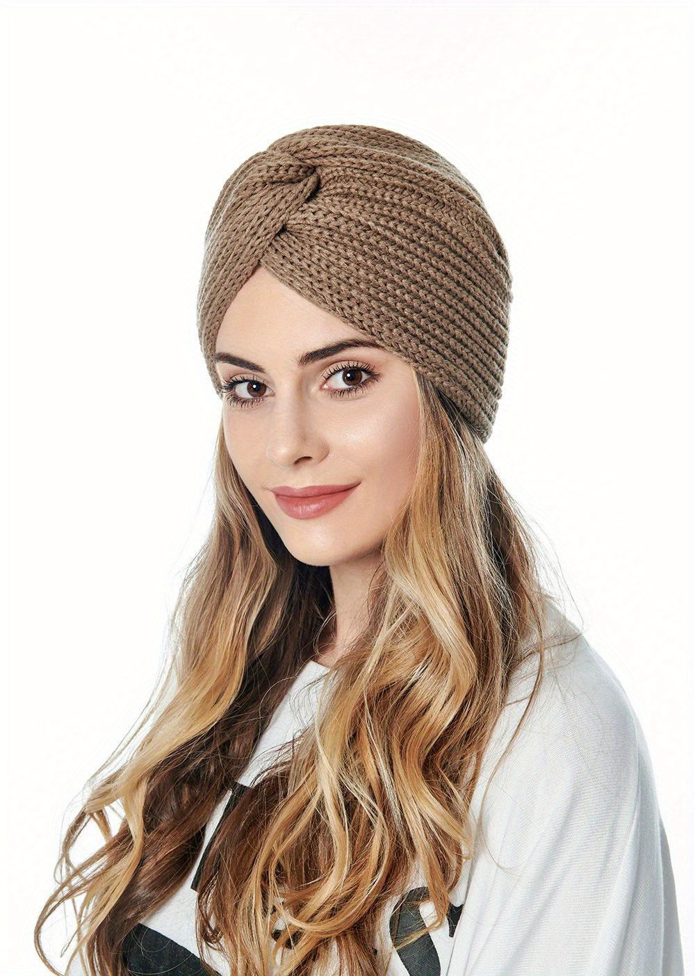 Cross Knotted Knitted Beanie Solid Color Lightweight Skull - Temu Norway