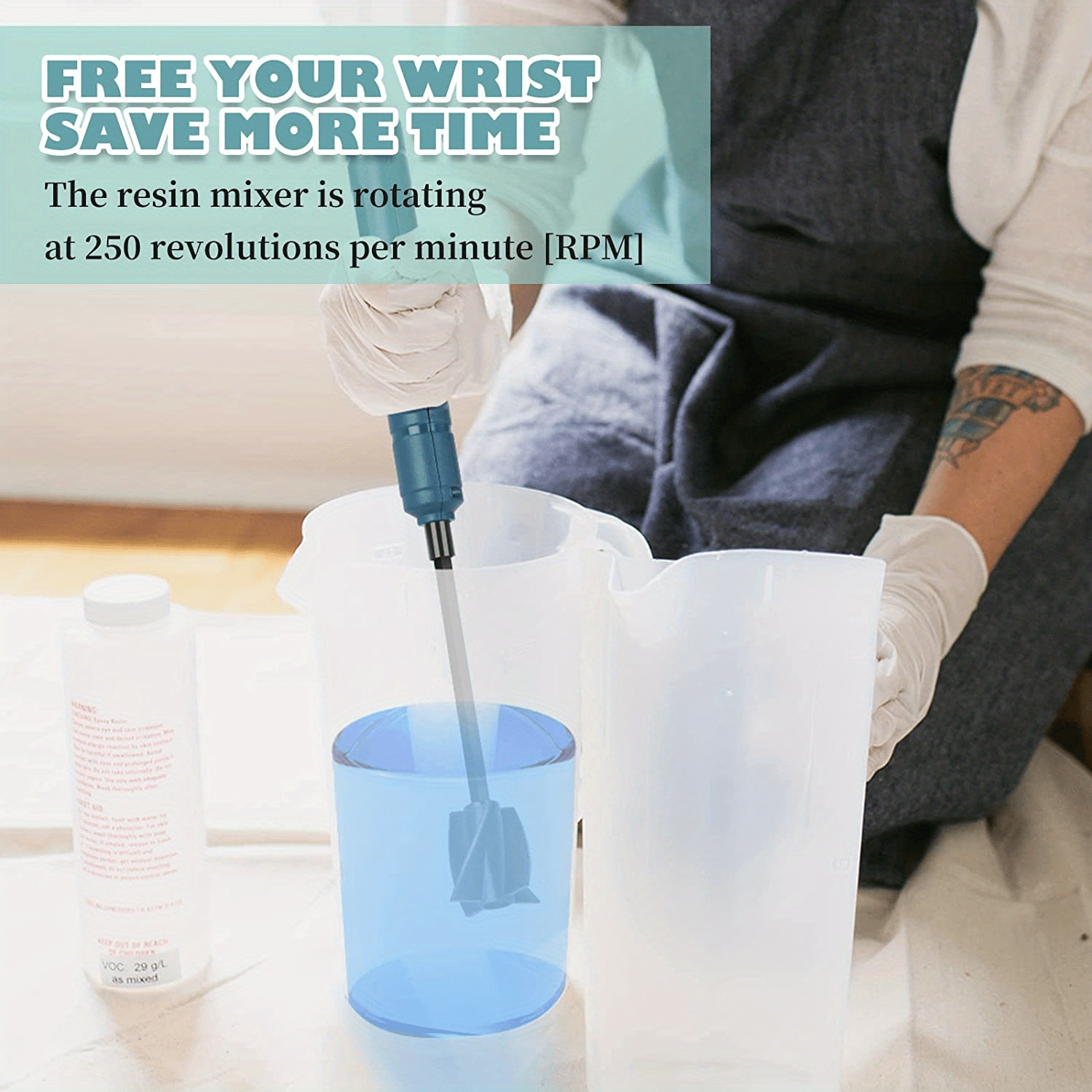 Premium Resin Mixer Handheld Battery Epoxy Mixer Saving - Temu