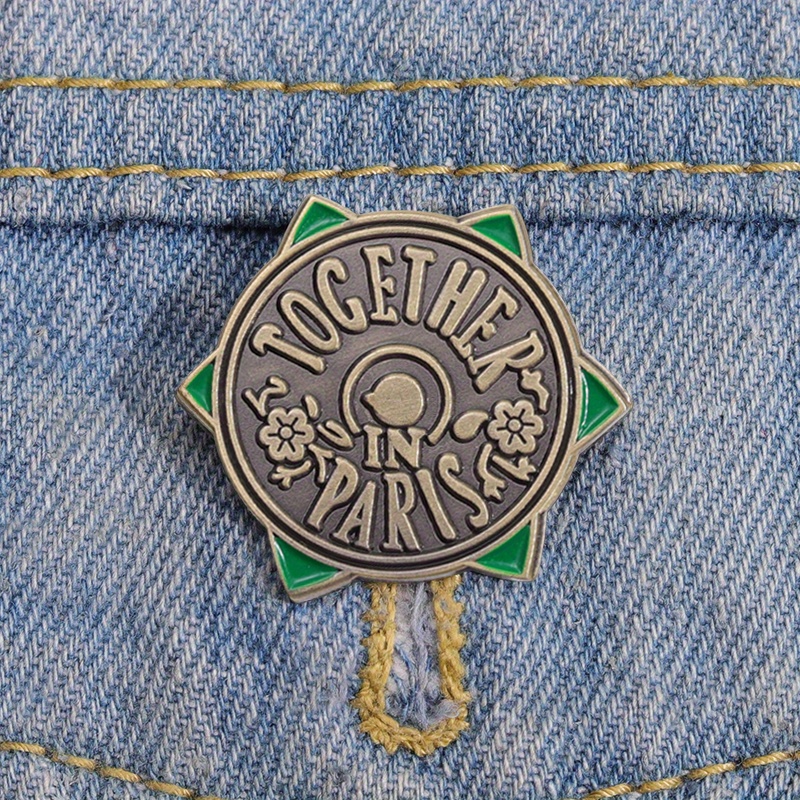 Parisian Charm Enamel Pins Vintage Bronze Round Brooches - Temu Australia