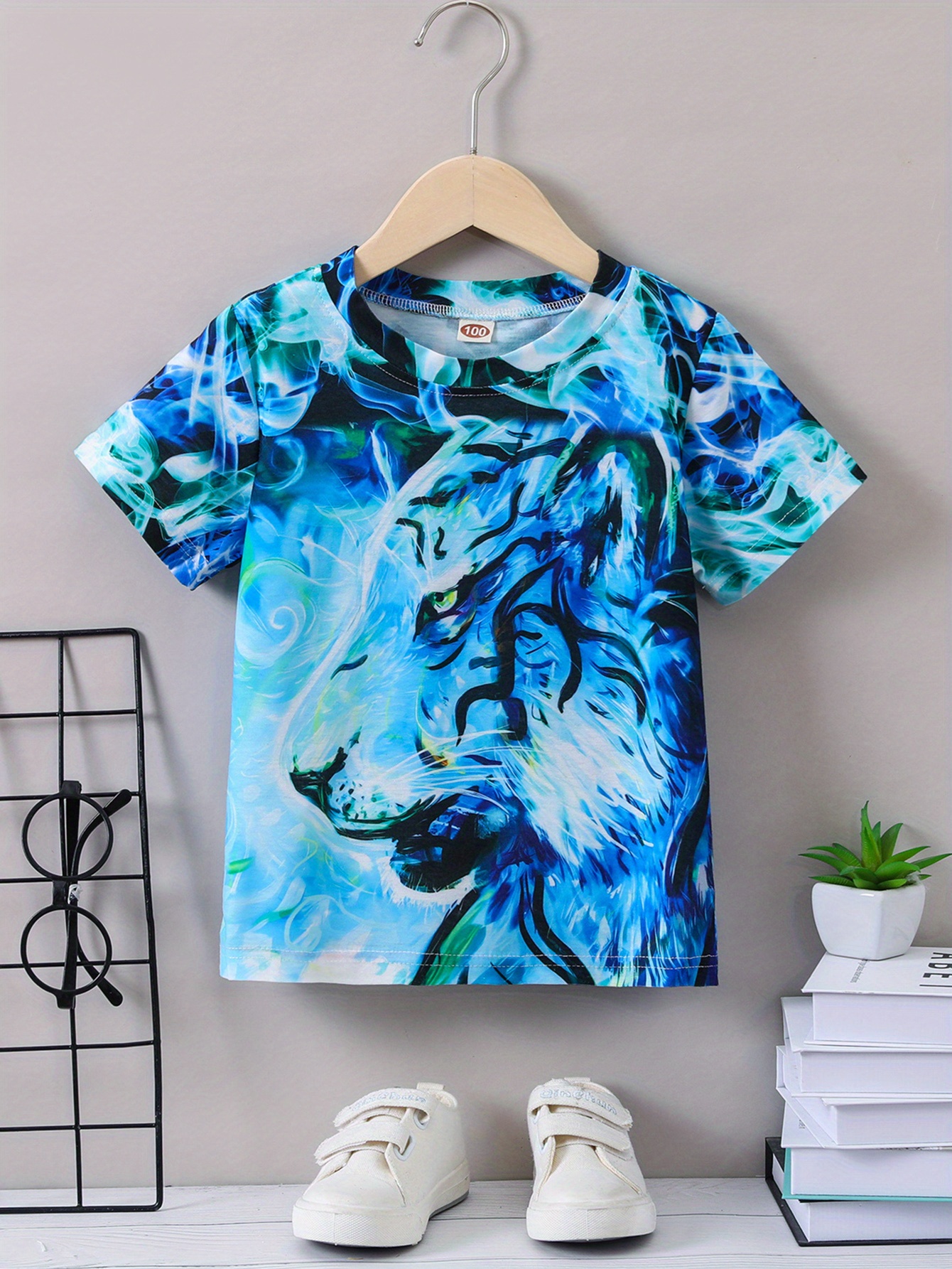 Kids Boys Lion Graphic Casual T shirt Summer Boys Girls - Temu Australia