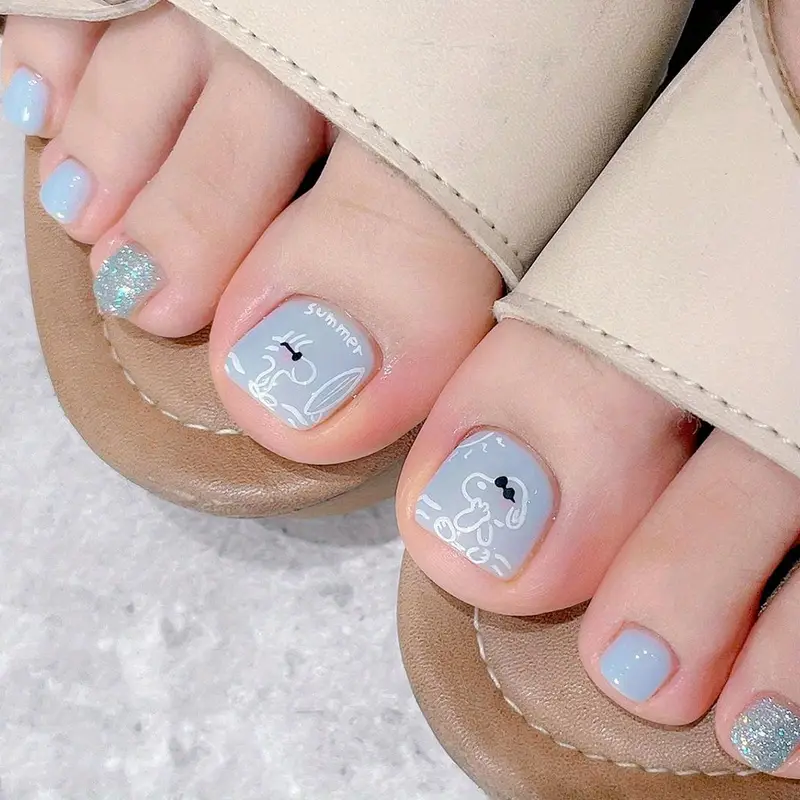 Blue Glitter Press Toenails Toenails Cute Temu United Kingdom