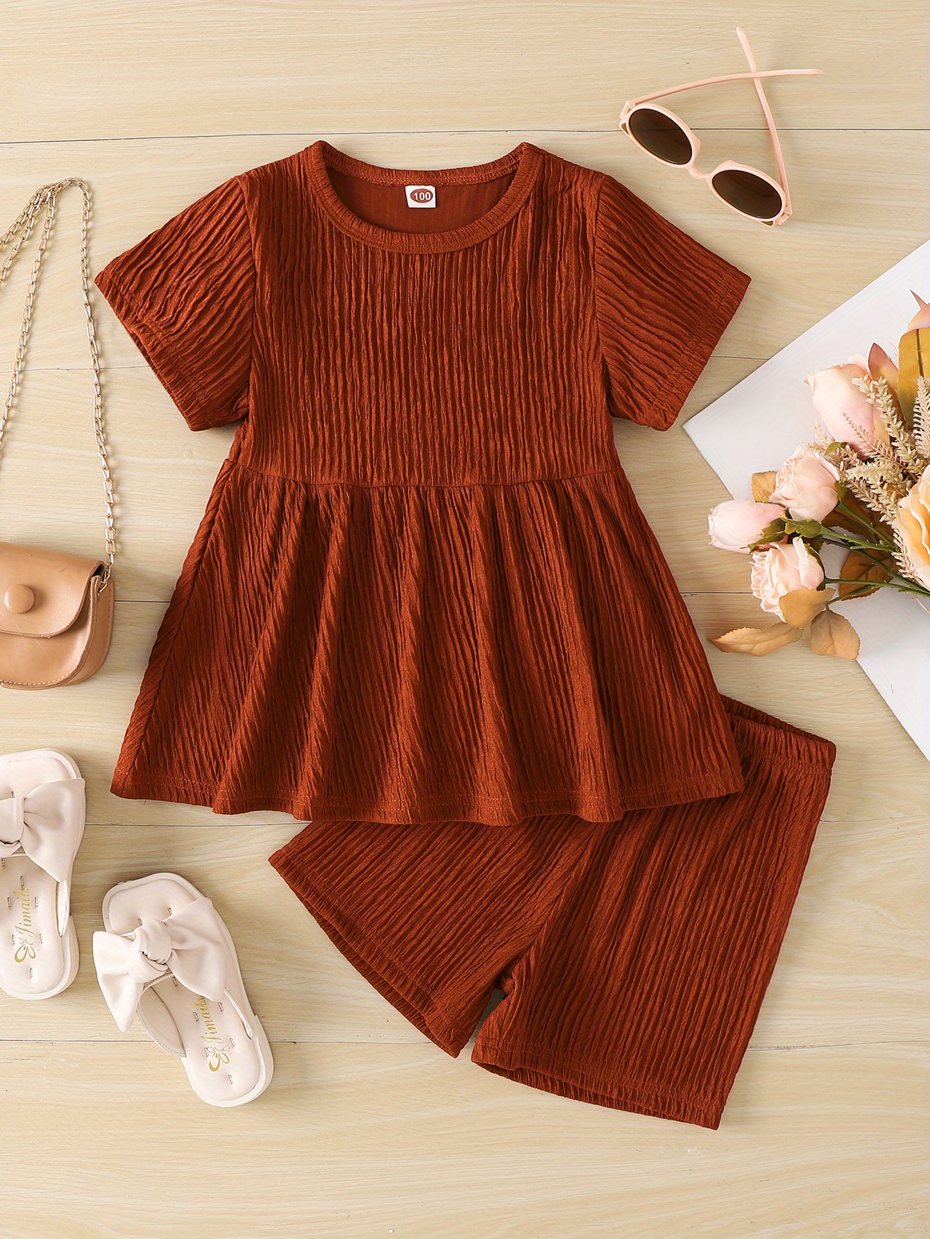 Girls Casual Trendy Short Sleeve Peplum + Shorts Summer - Temu Netherlands