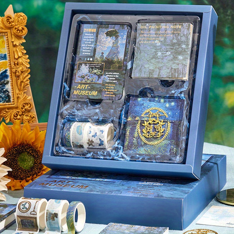 Retro Oil Painting Handbook Gift Box Literary Style Notepad - Temu New ...