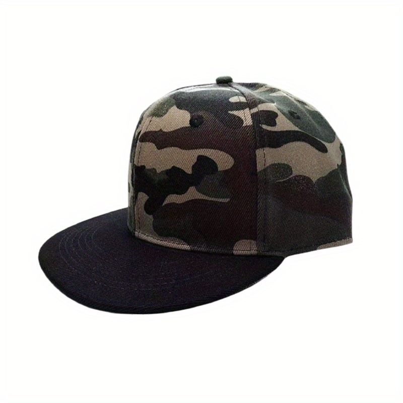 Camo Print Flat Brim Baseball Unisex Buckle Sun - Temu United Kingdom