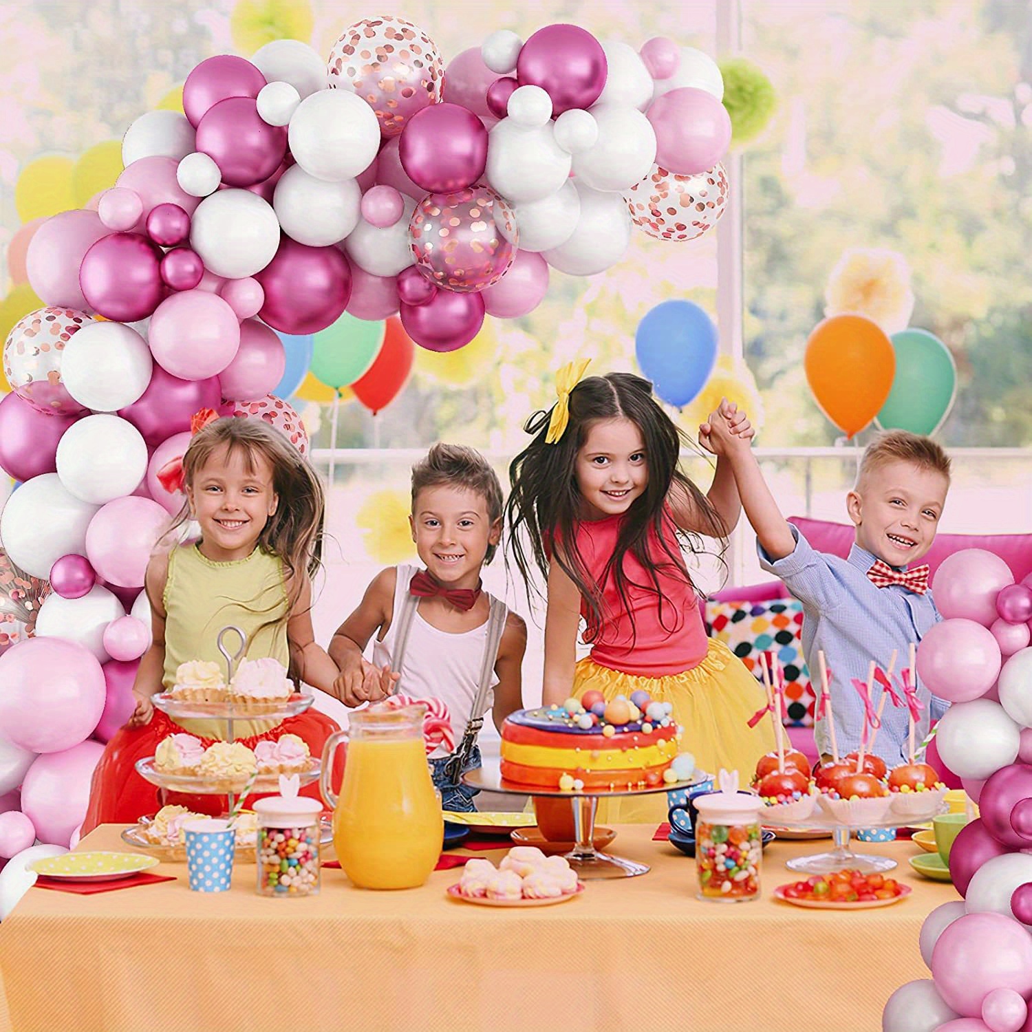 Kit Arco Globos 144 Piezas Color Rosa Fuerte Globos Látex - Temu Mexico