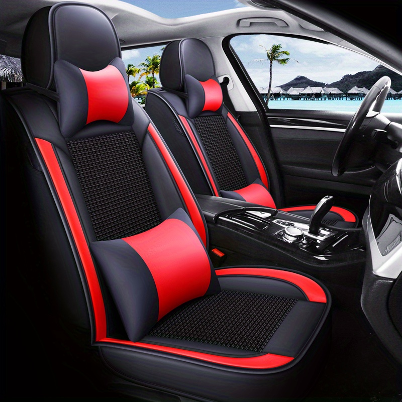 Pu Leather Breathable Mesh Fully Surrounded Car Seat Cover - Temu ...