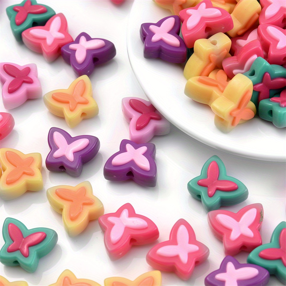 Double Color Butterfly Beads Acrylic Spacer Beads Jewelry - Temu United ...