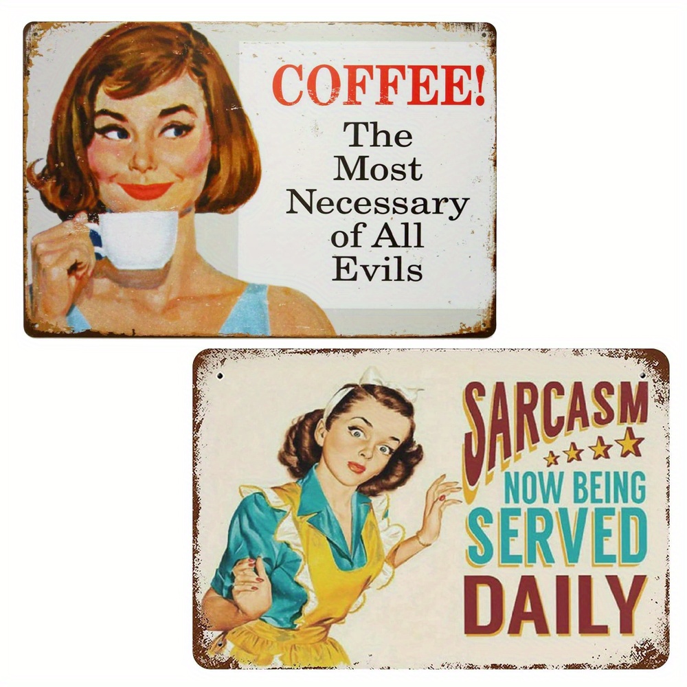 coffee necessary evils tin sign wall retro metal bar pub - Temu United ...