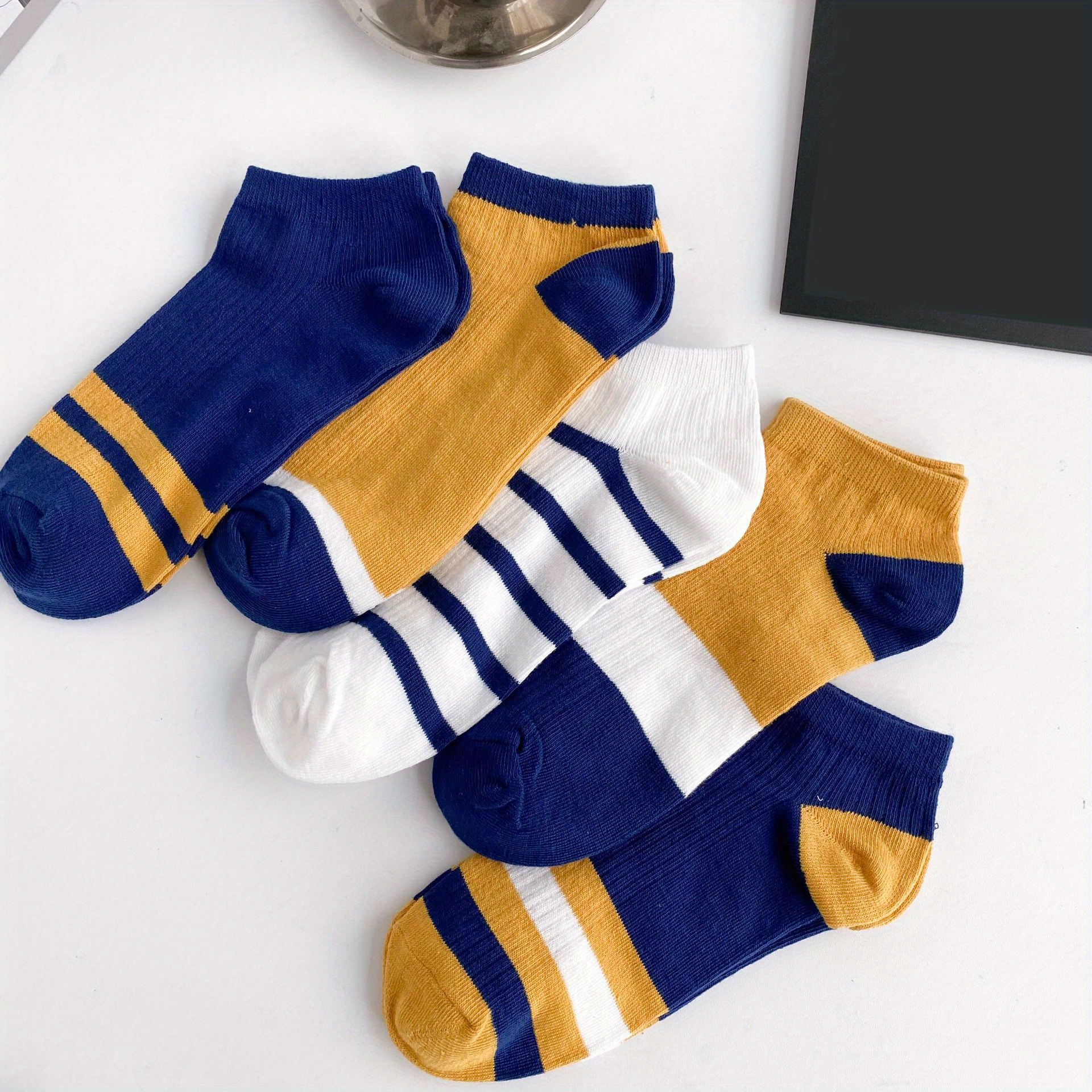 5 calcetines deportivos casuales hombres rayas bloque - Temu Mexico