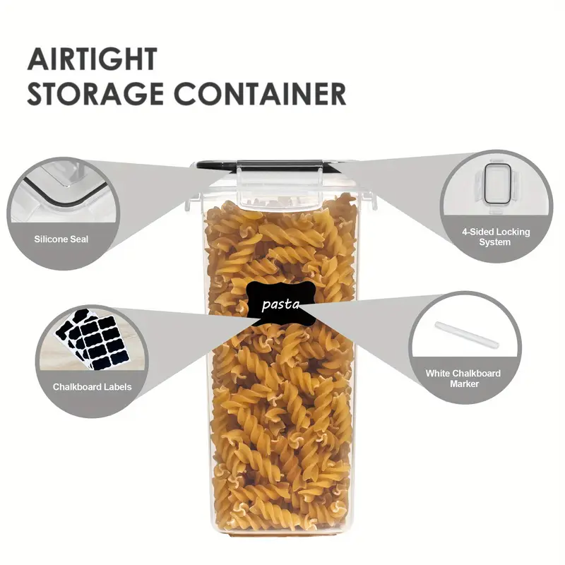 3個の密閉式食品保存容器と蓋 スパゲッティ シリアル スナック用のプラスチック製キッチンおよびパントリーの整理缶 Bpa Temu Japan