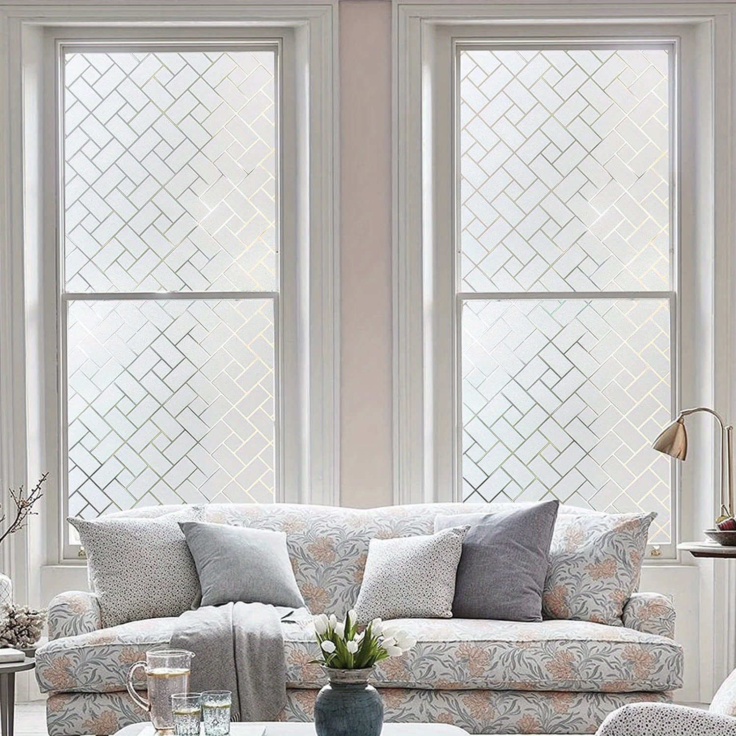 Electrostatic Uv Protection Oblique Grid Glass Window Film - Temu