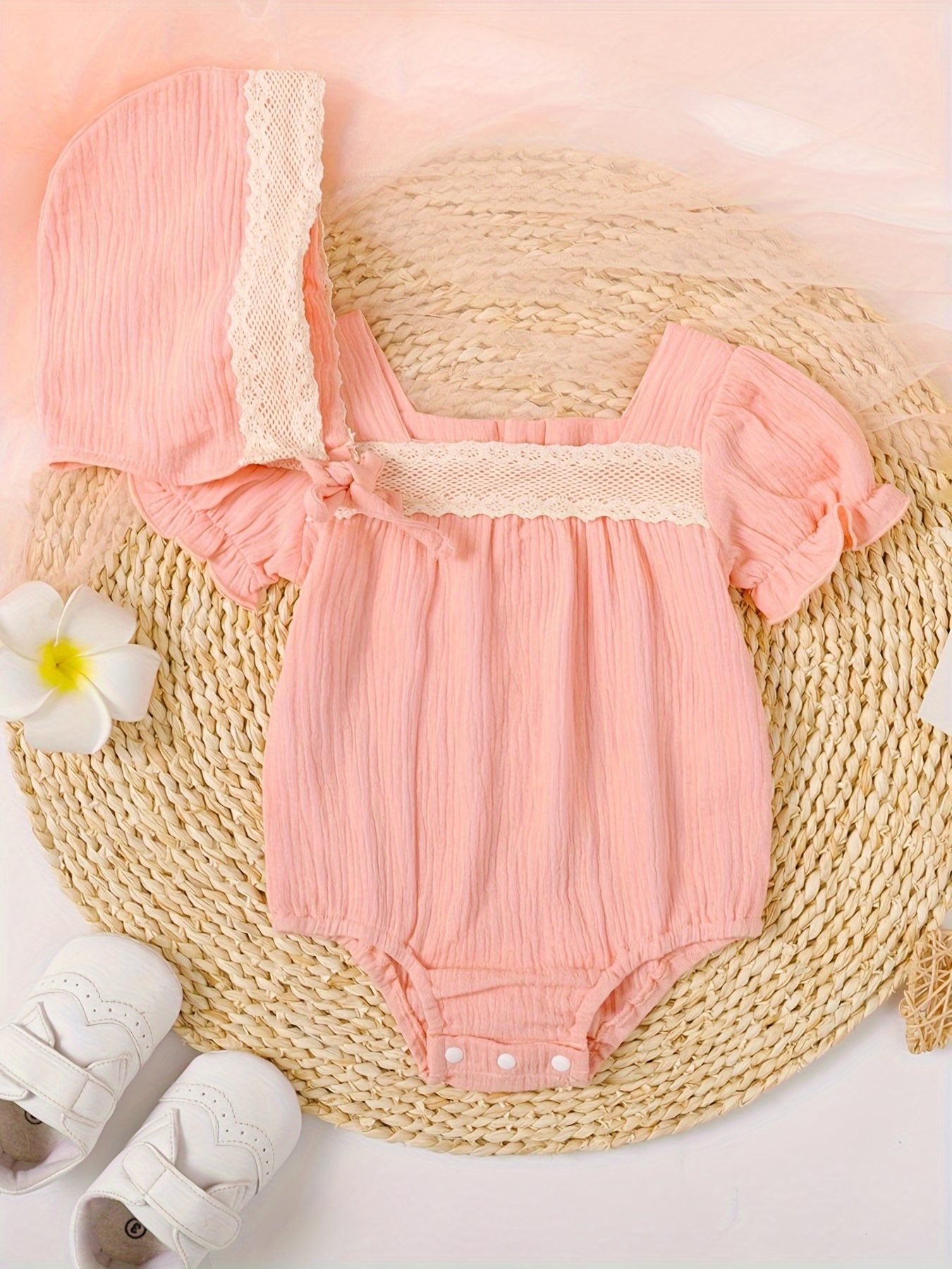 Newborn Infant Baby Girls Cute Floral Puff Sleeveless Onesie - Temu ...