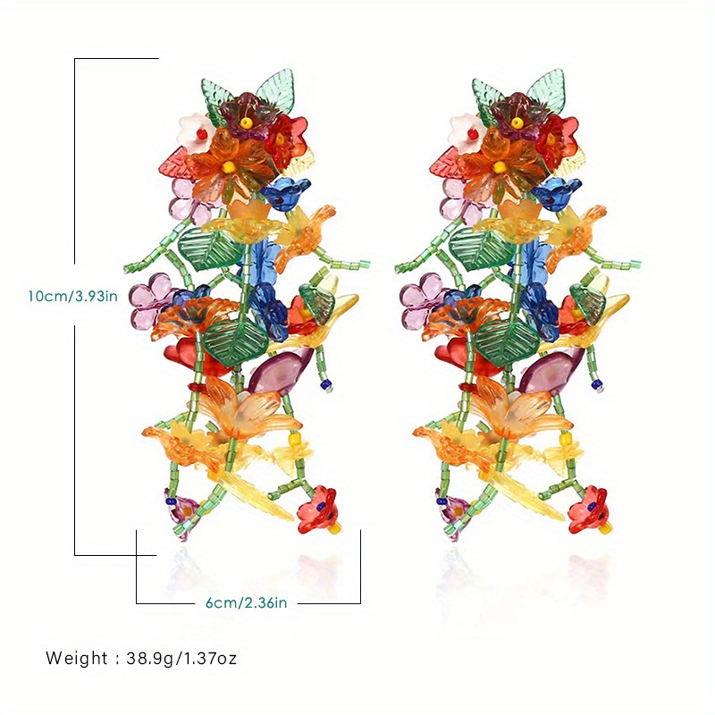 Full Exquisite Colorful Dangle Earrings Resin - Temu Canada