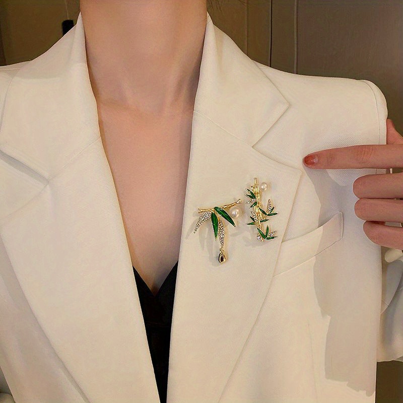 bamboo shape brooch pearl enamel bamboo - Temu