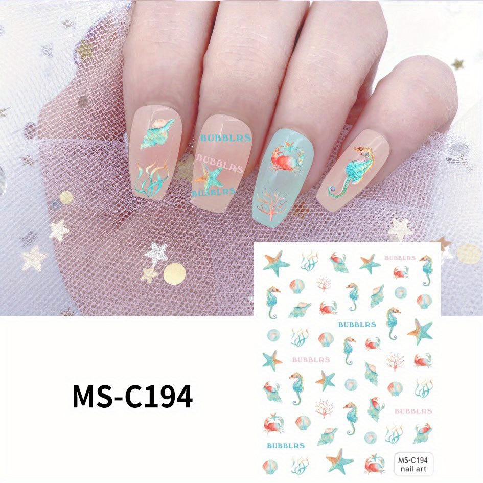 jellyfish shell seahorsenail art stickers self nail - Temu Australia