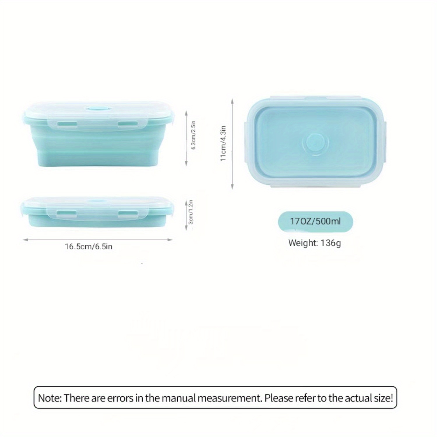 1pc Collapsible Foldable Silicone Food Storage Container With Plastic ...