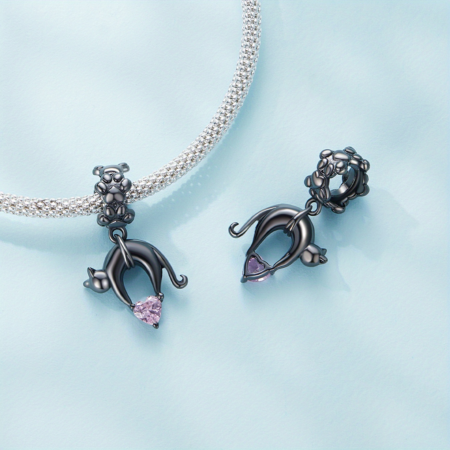 S925 Sterling Silver Cute Black Gold Plated Cat - Temu Australia