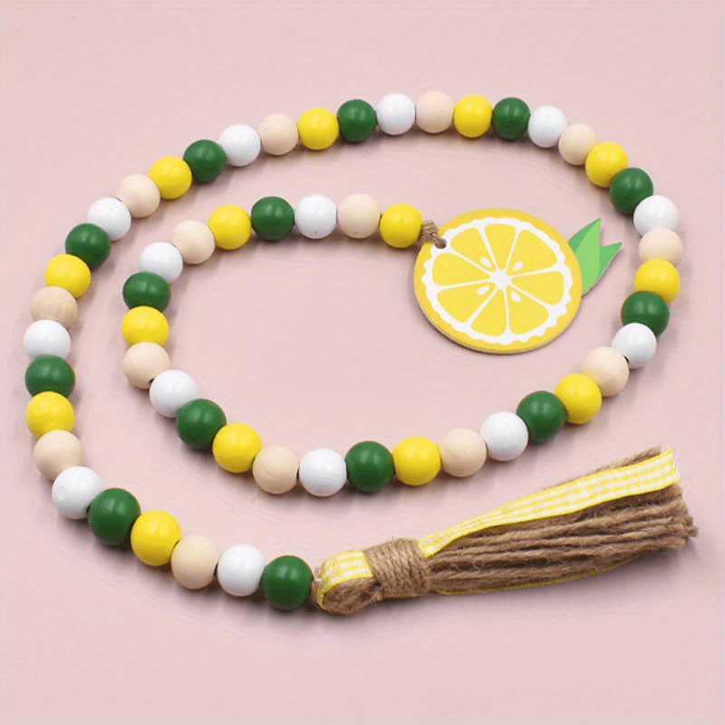 fruit wood bead garland tassels lemon watermelon rustic - Temu