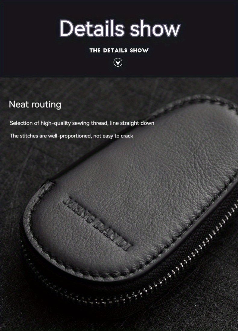 Mens Leather Zipper Key Bag Leather Remote Control Protective Cover ...