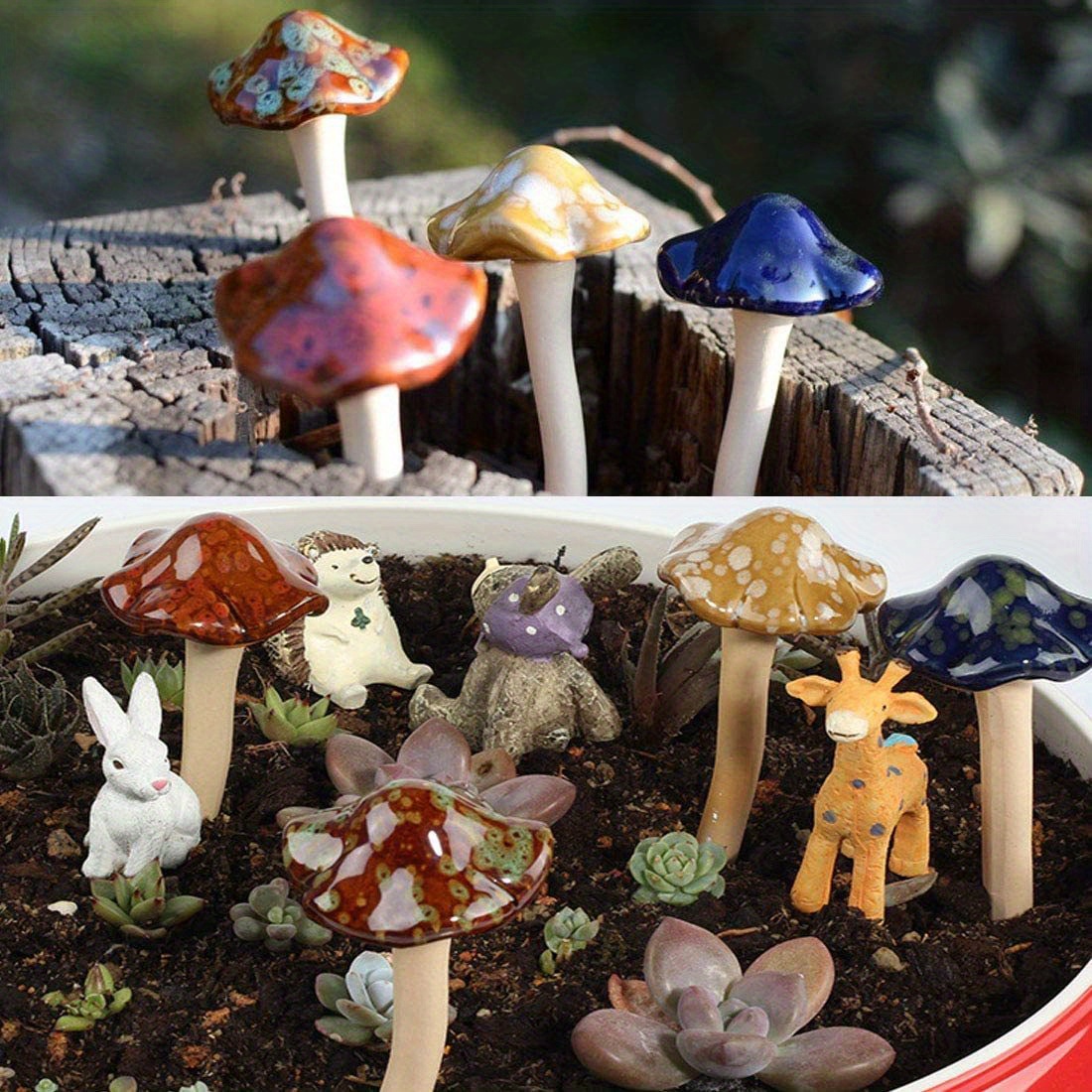 Ceramic Garden Mushroom Lawn Ornament Statue Indoor Outdoor - Temu