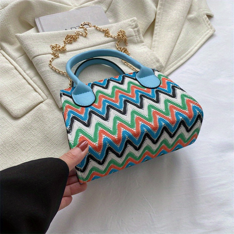 Colorblock Wave Pattern Crossbody Bag match Stylish Satchel - Temu ...