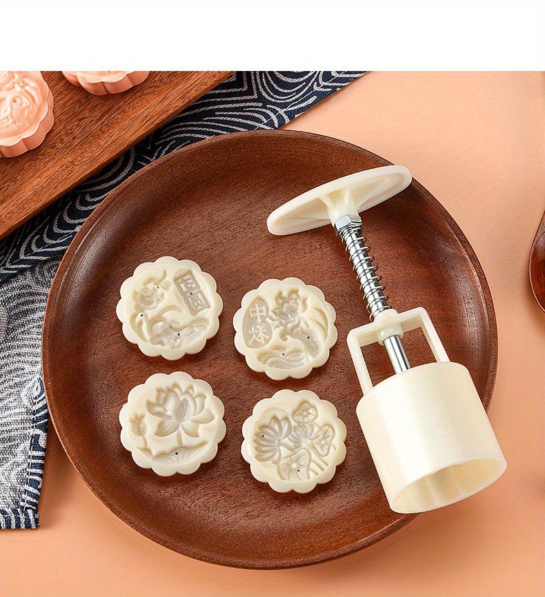 Moon Cake Mold Set Diy Hand Press Cookie Stamps Autumn - Temu United ...