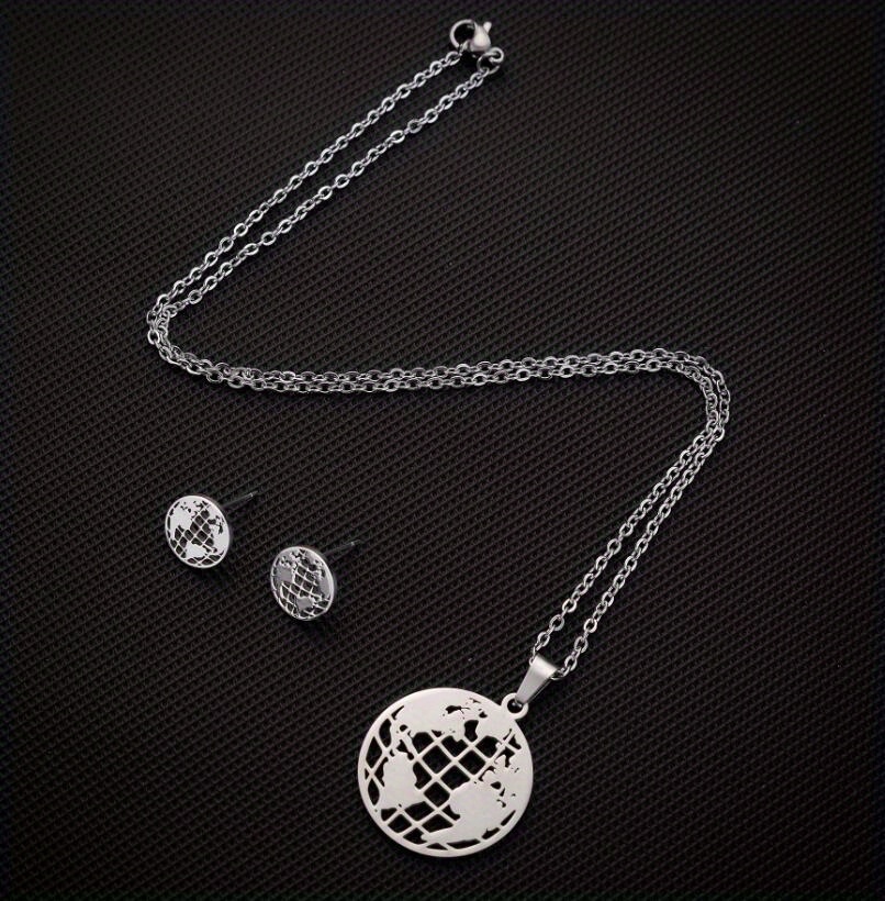 Vintage Origami World Map Necklace Earrings Set Geometric - Temu Australia