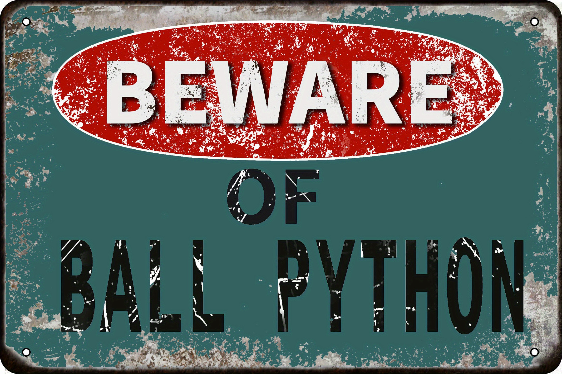 beware ball python retro fun tin sign vintage wall - Temu Australia