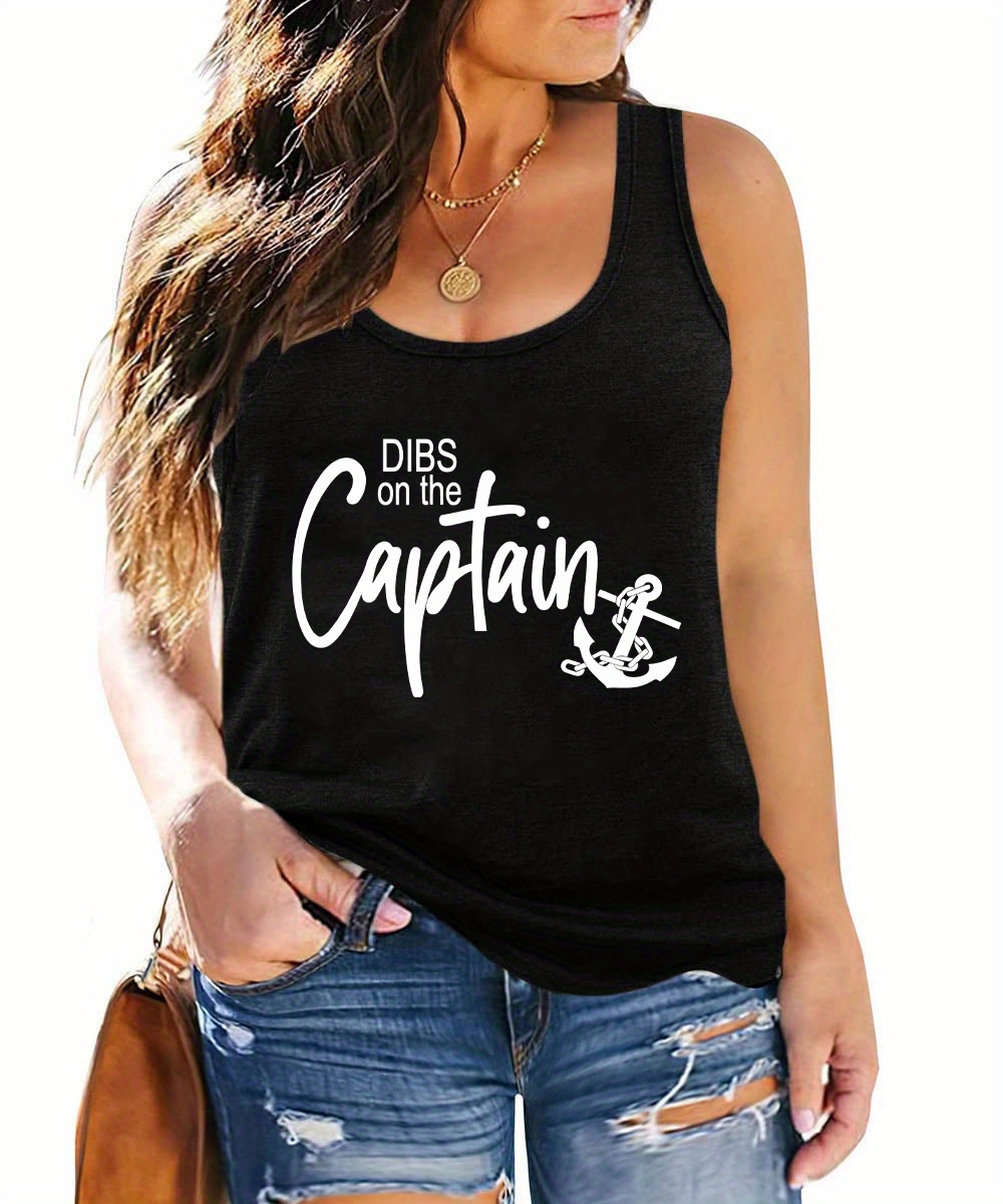 Casual Tank Top Plus Size Women s Plus Letter Print Crew - Temu New Zealand