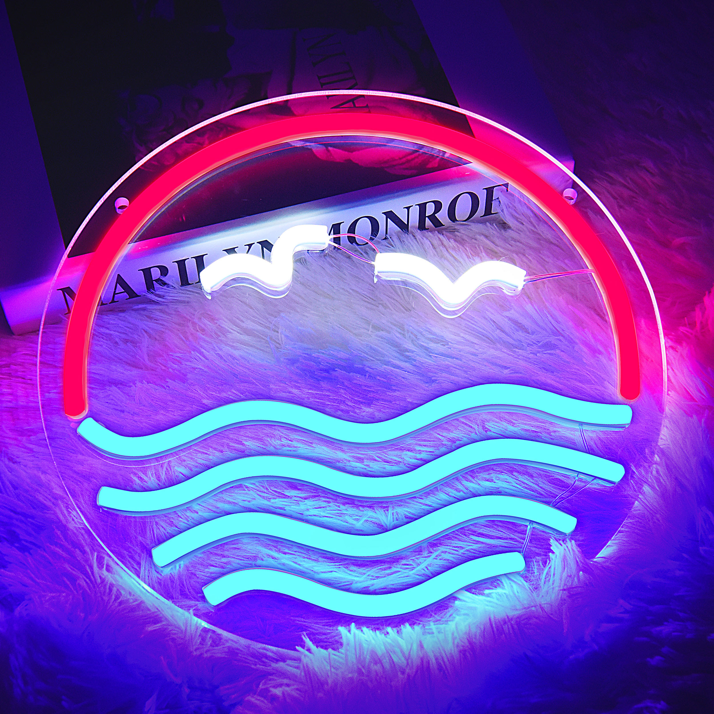 1pc Sunset Sunrise Neon Signs Led Neon Sign For Aesthetic Room Bedroom ...