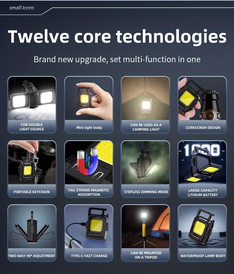 Rechargeable Portable Mini Camping Lamp 1pc Flashlight With Long Range ...