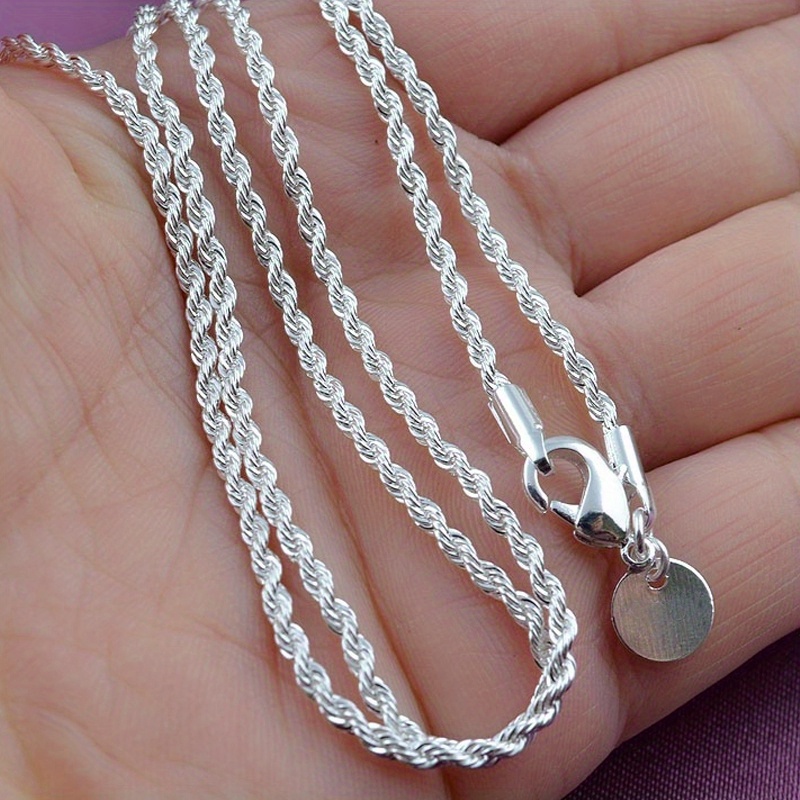 Gorgeous Silver Color Twist Design Rope Chain Necklace - Temu