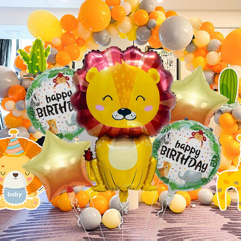 Party Birthday Scene Arrangement Jungle Cute Lion Aluminum - Temu Australia