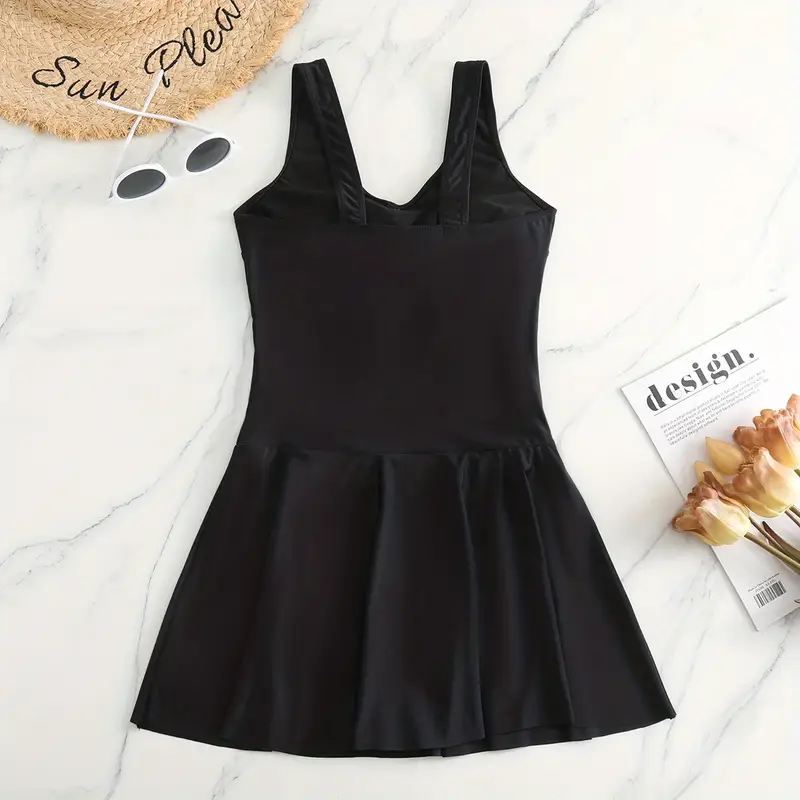 Printed V Neck Ruched Swimsuit Stretchy Skirted Temu United Kingdom