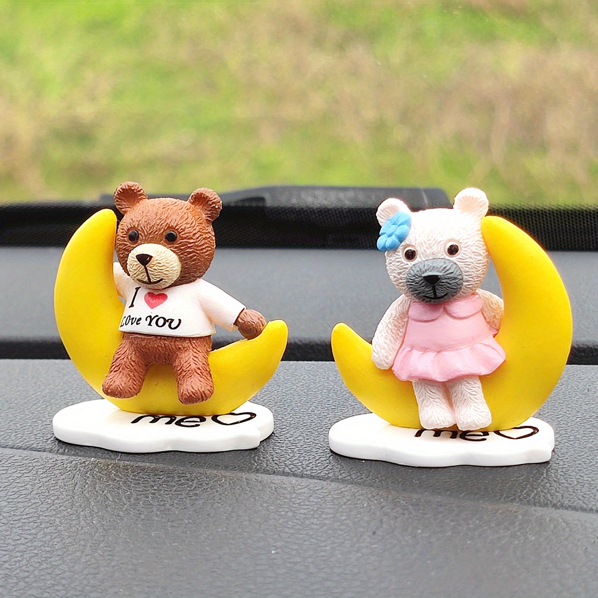 Moon Couple Bear Pvc Car Decoration Center Console Car - Temu Australia