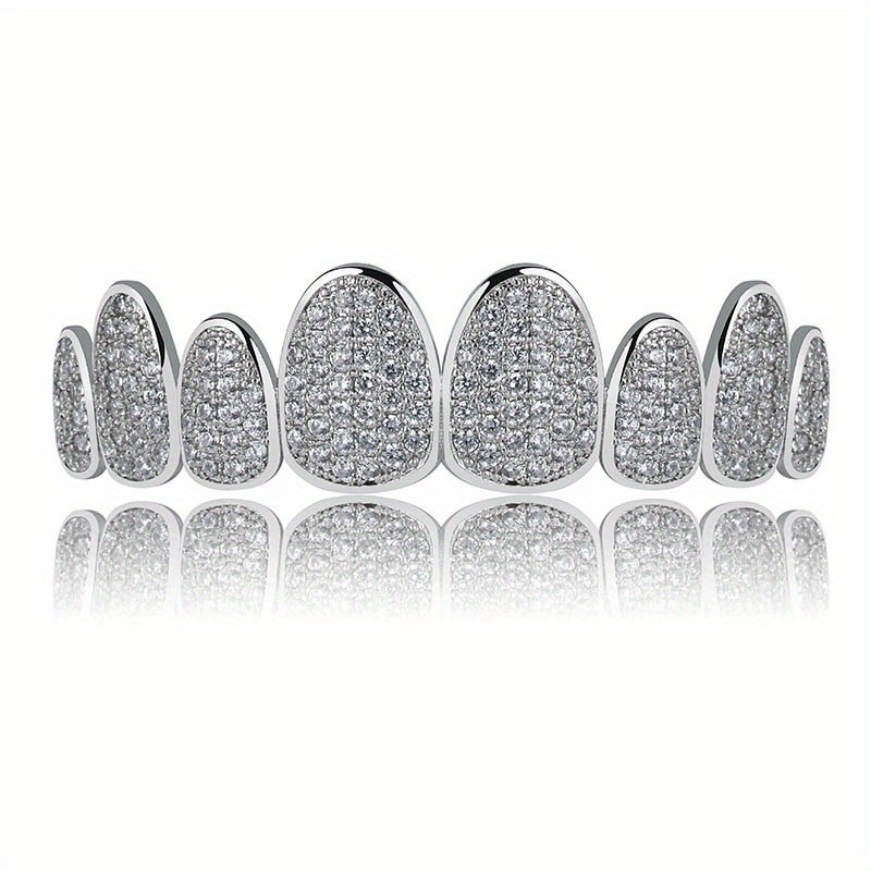 Hip Hop Style Irregular Iced Zircon Teeth Grillz Men Women - Temu Australia